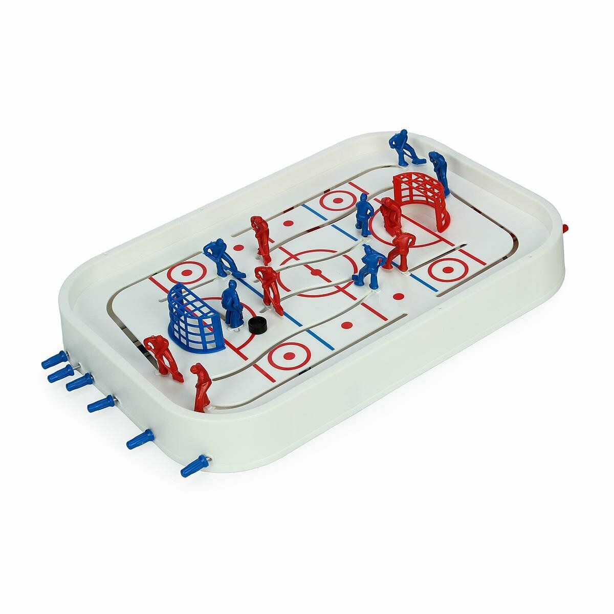 Настольный хоккей для двоих, компактный набор, белое поле, красные и синие фигурки, вращаемые игроки, россия