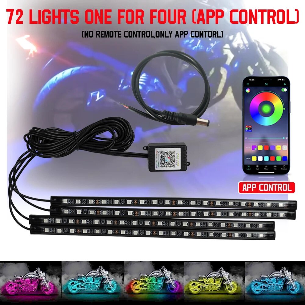 Светодиодная лента на мото 72LED, RGB, App-управление