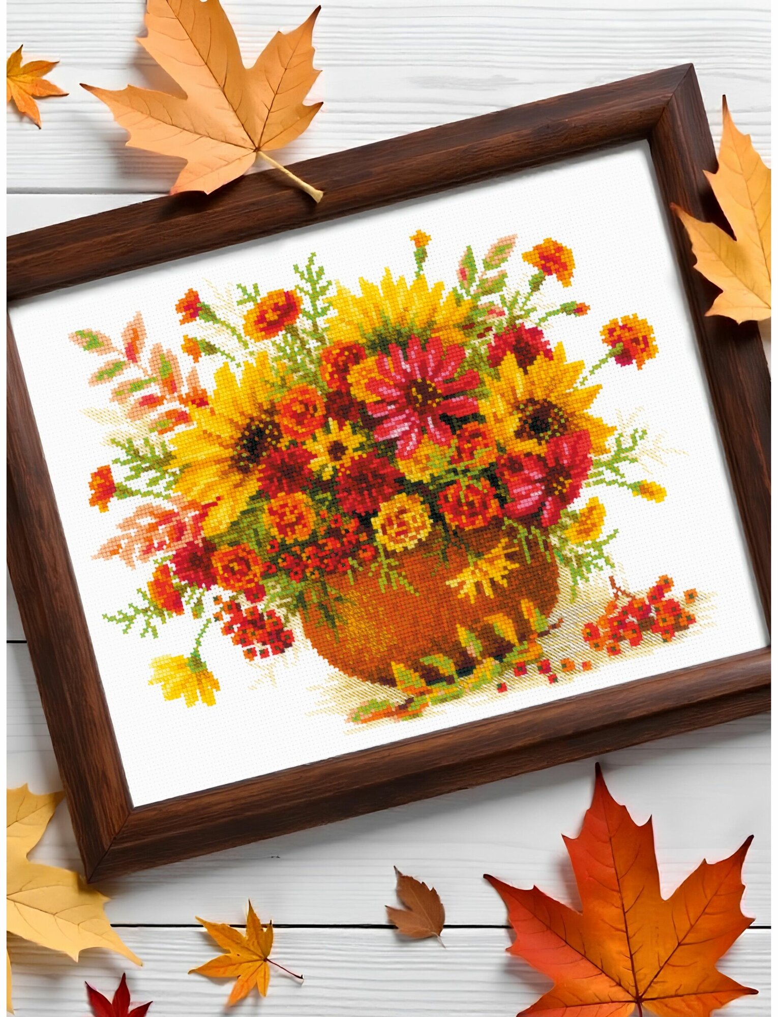 Набор для вышивания крестом Риолис, вышивка крестиком "Осенние цветы", 30*24 см, 1973