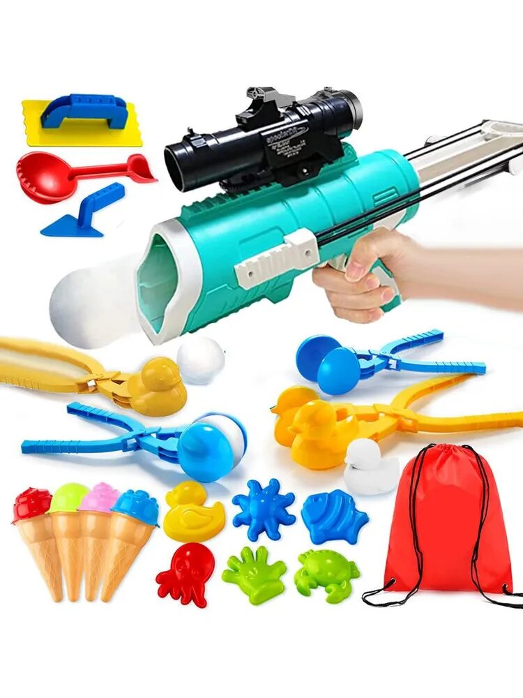Снежный Бластер - Набор для зимних игр, бластер, форма для снежков, фигурки