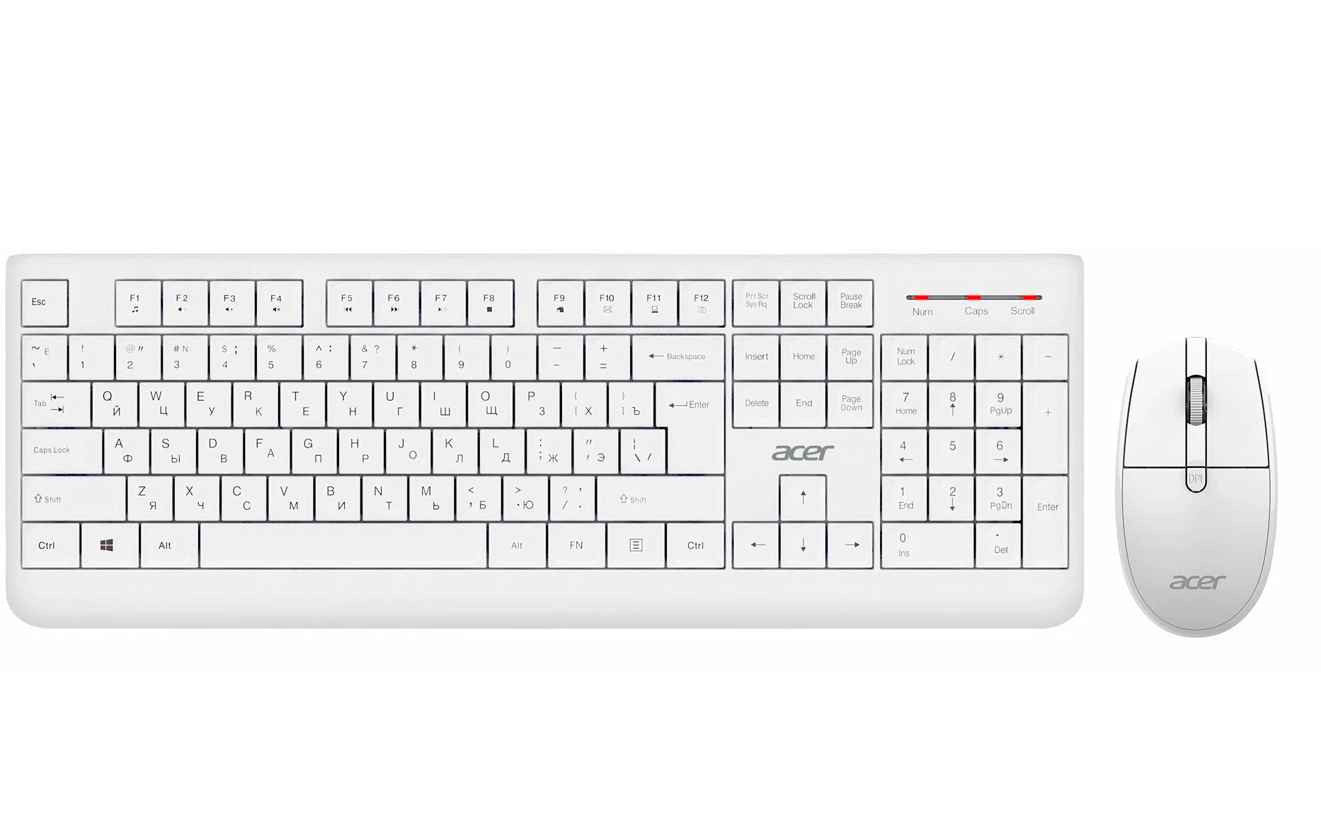 Клавиатура + мышь Acer OCC401, беспроводной набор, белый (ZL. ACCCC.017)