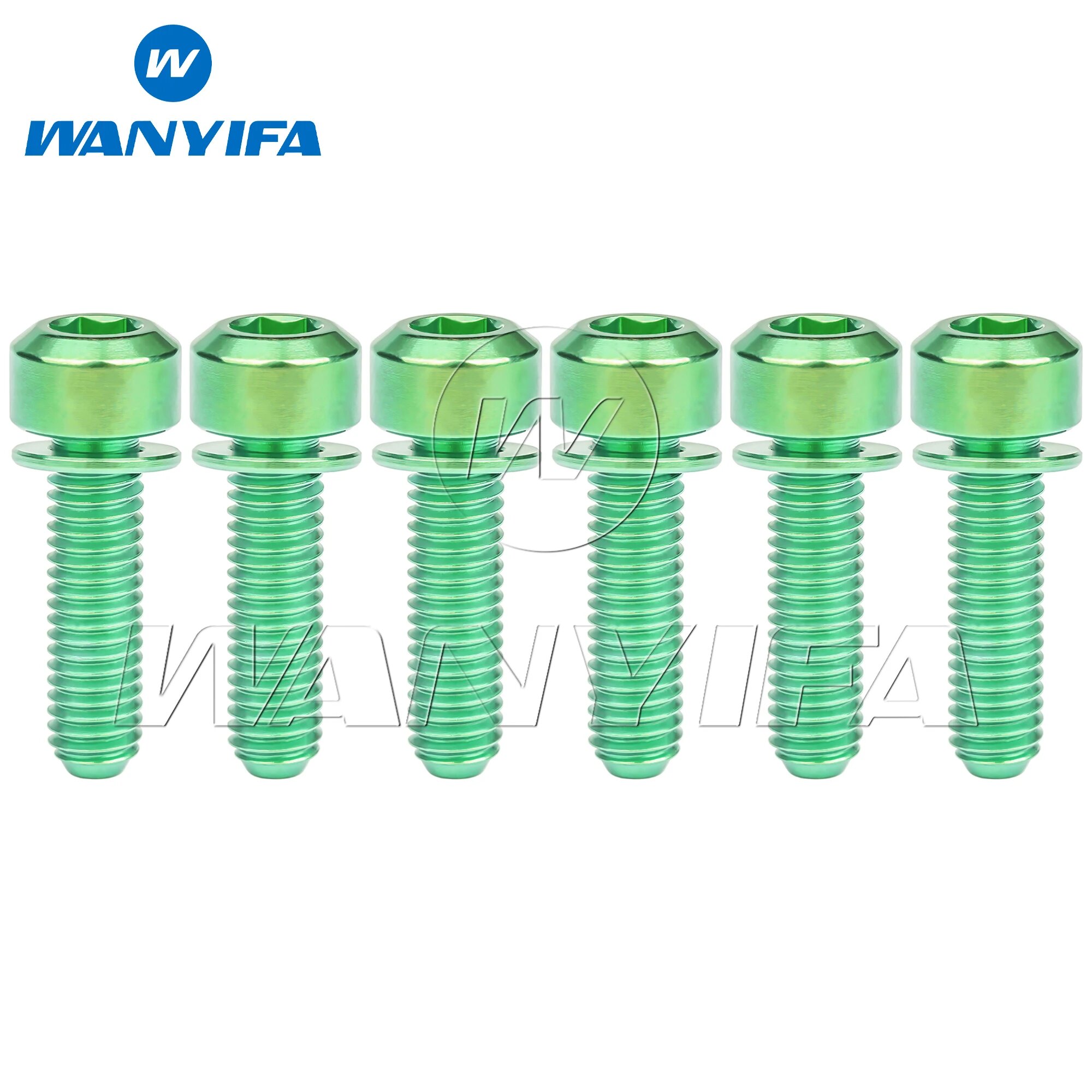 Wanyifa Титановые болты М5/М6x16 для велосипеда 6 шт. M5, Green, 16mm