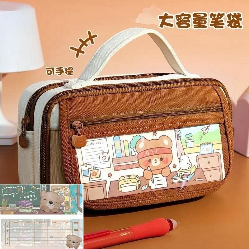Суперпопулярный пенал 2025 года, высокая эстетическая ценность, канцелярский футляр в стиле Ins для девочек, вместительная сумка для канцелярии, новая модель для учеников начальной школы.