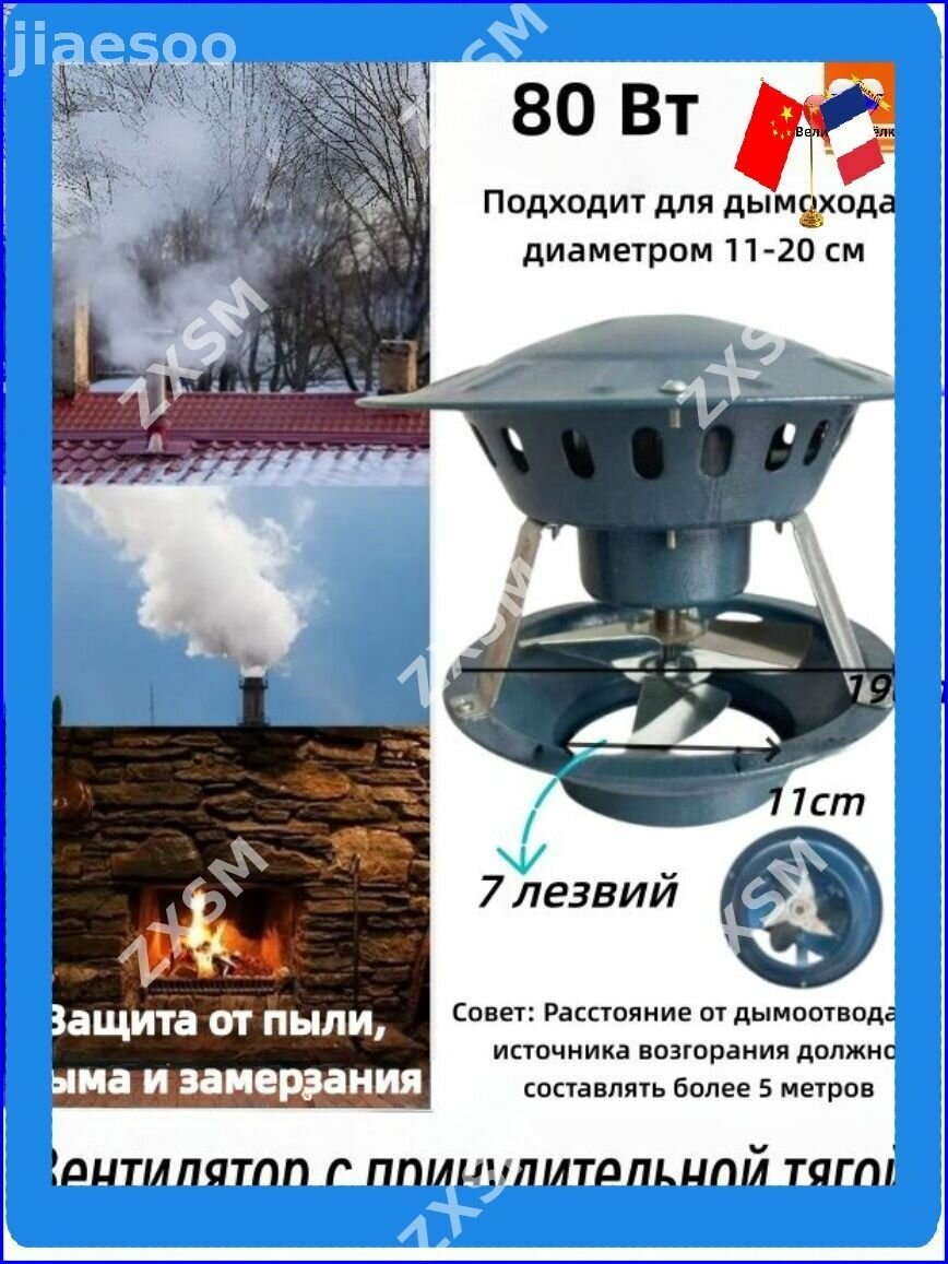 Бытовой вытяжной вентилятор с индуцированной вытяжкой из дымохода, дымососная машина