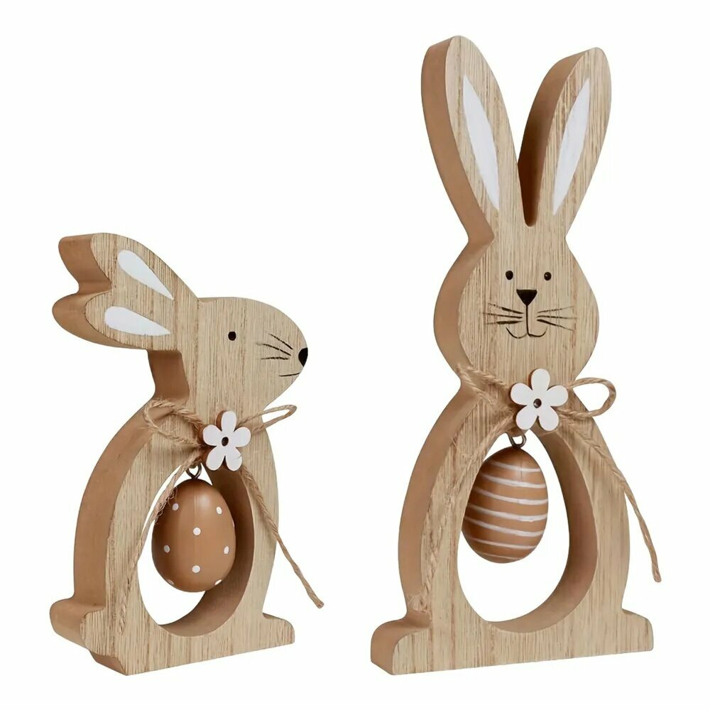 Деревянное пасхальное яйцо с фигуркой кролика, настольный декор для праздника