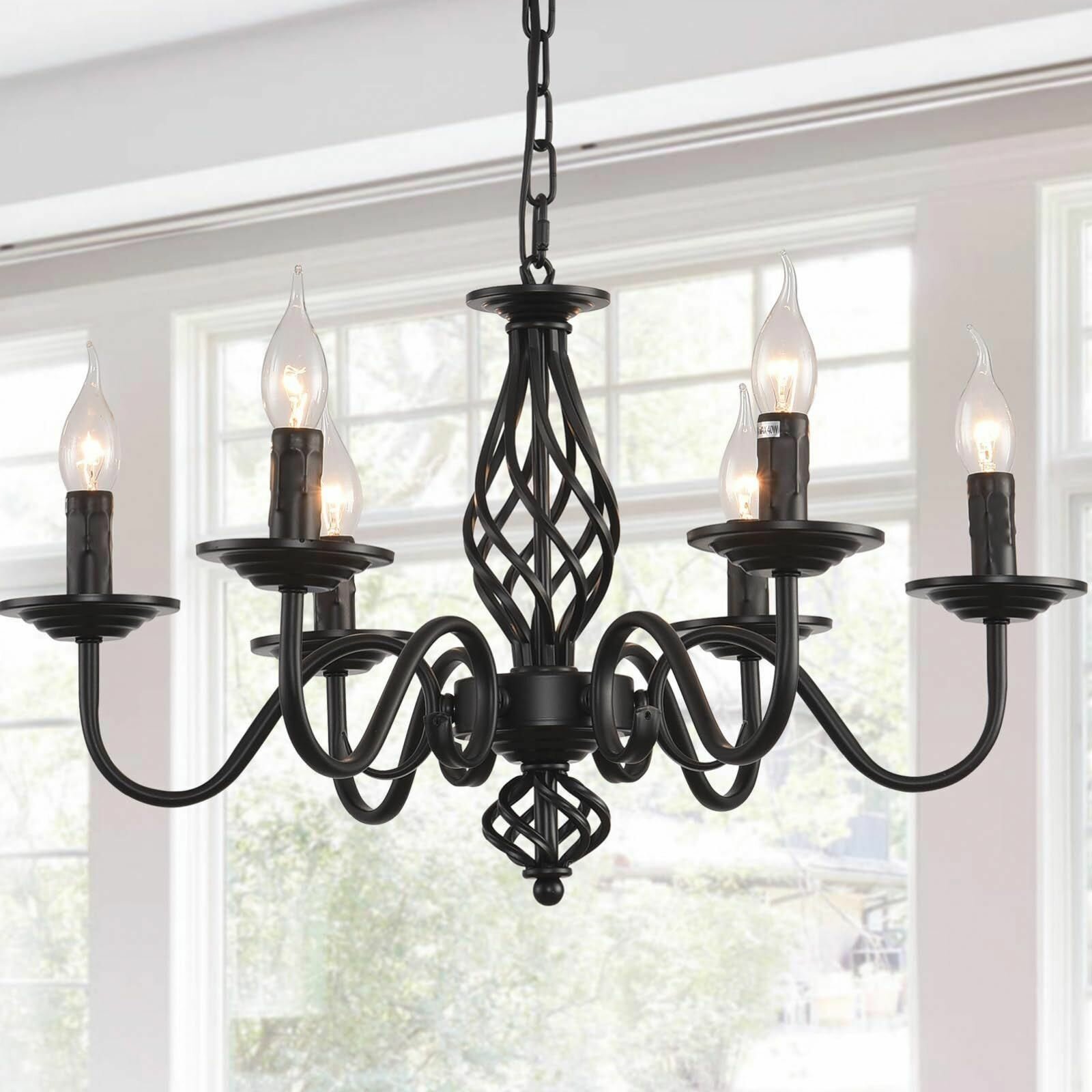 Традиционная люстра в стиле кантри, кованый железный подсвечник, регулируемый по высоте, винтажная черная классика для кухни, столовой, гостиной