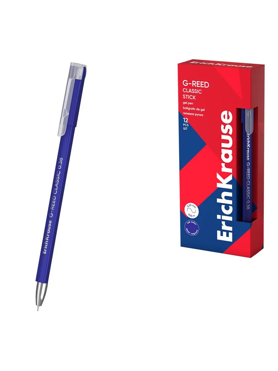 Ручка гелевая G-Reed Stick Classic 0.38, синий - 12 шт.