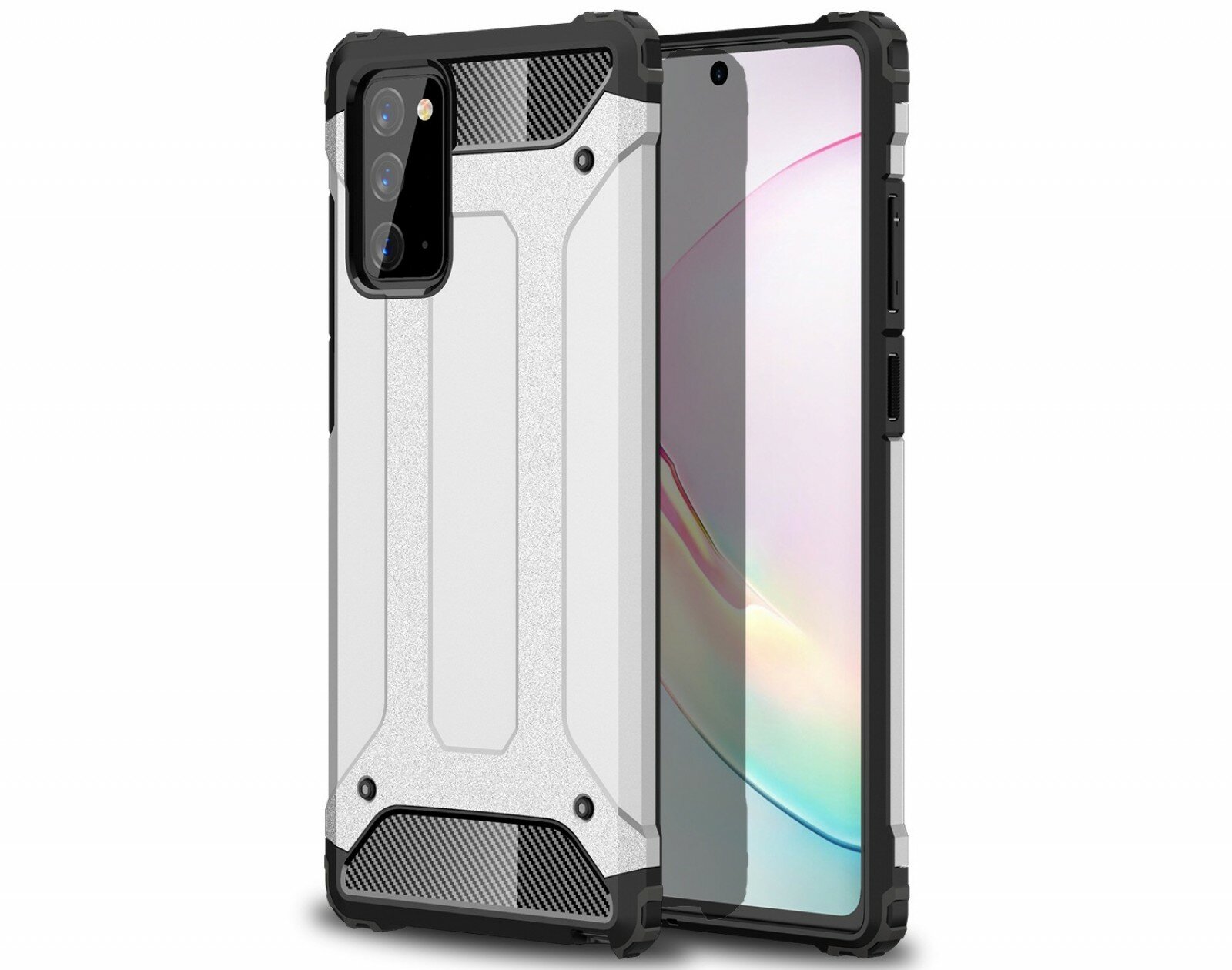 Чехол-бампер MyPads для Samsung Galaxy Note 20 Ultra усиленный противоударный серебристый