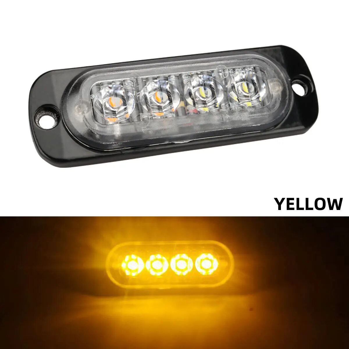 1 Шт. 4-LED 12В-24В Боковые Габаритные Огни, Стробоскоп, Сигнальная Лампа Для Yellow, No strobe