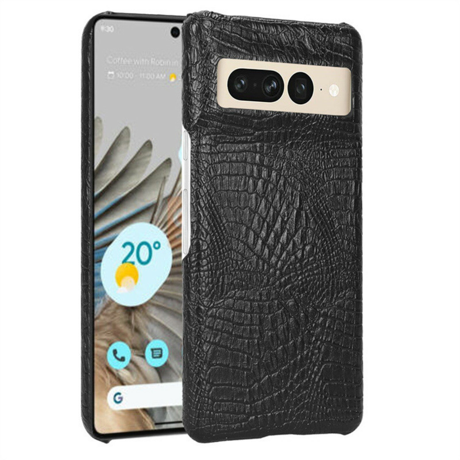 Чехол-панель MyPads Buffalo для Google Pixel 7 из лаковой кожи с тиснением под крокодила, черный