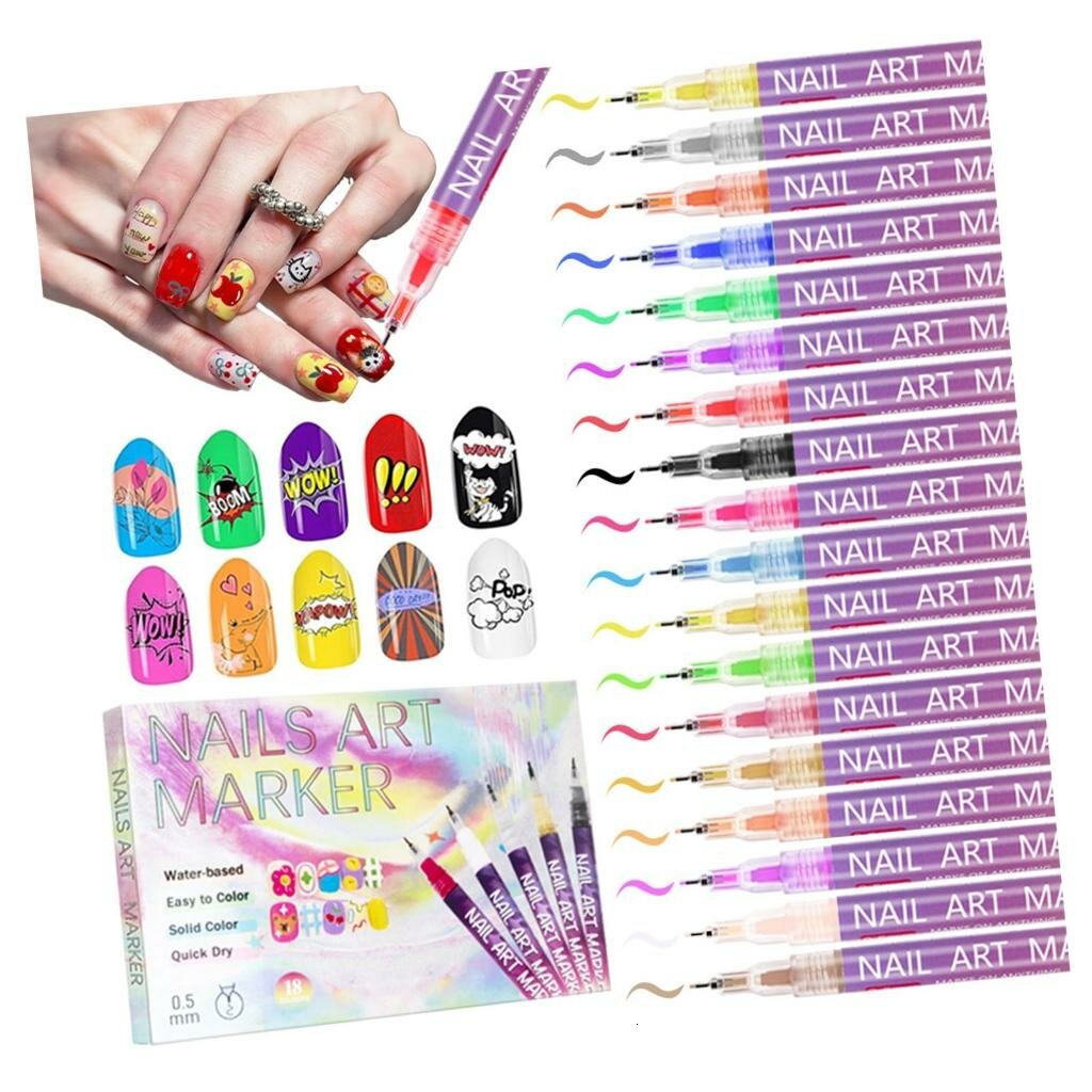 Набор маркеров для ногтевого дизайна, 18 цветов