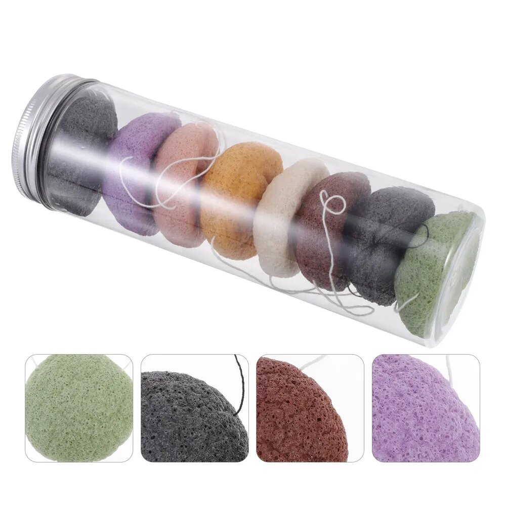 Экологичные полукруглые губки из волокон конняку для очищения лица, набор из 8 штук