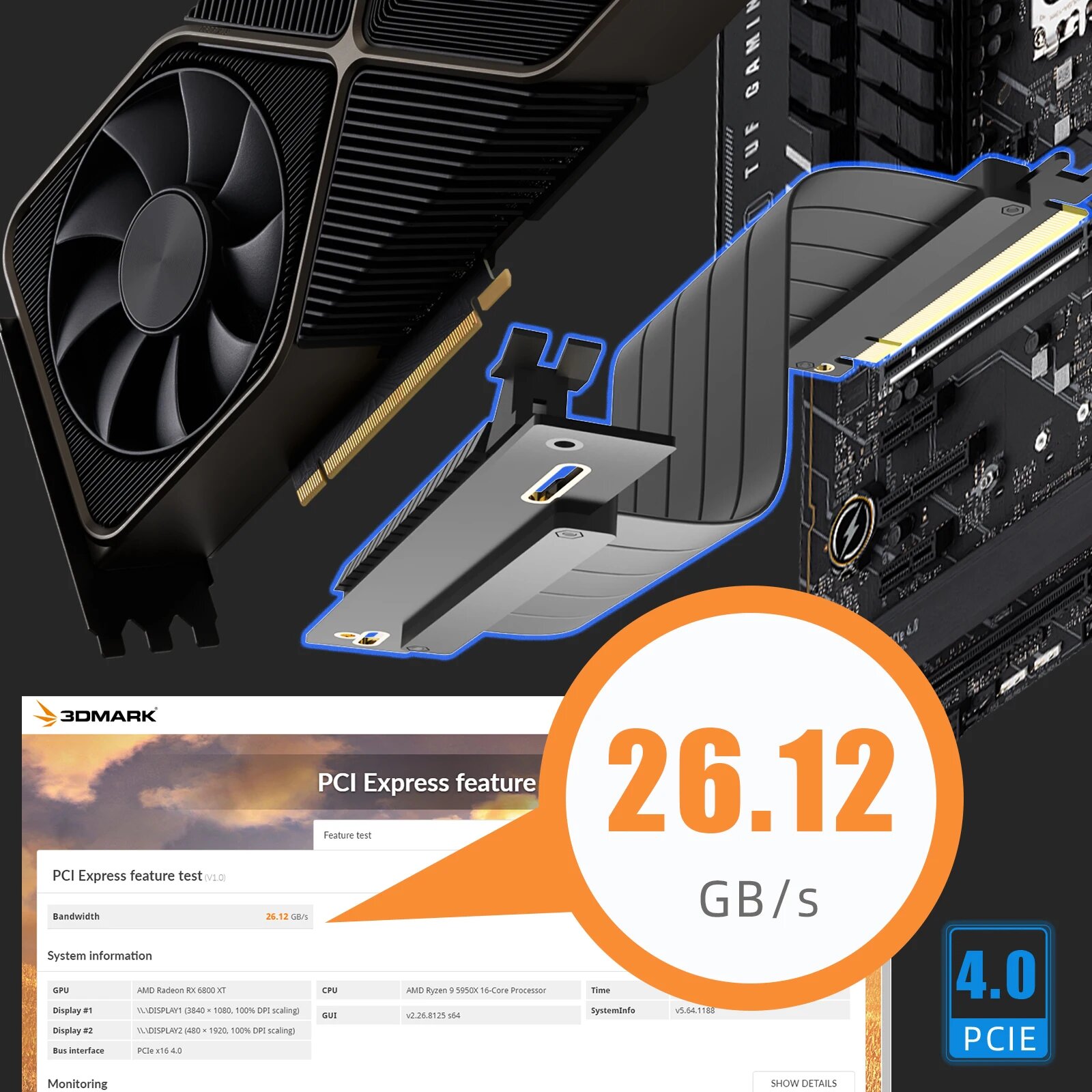 PCIe 4.0 райзер кабель, 250mm — фото 1
