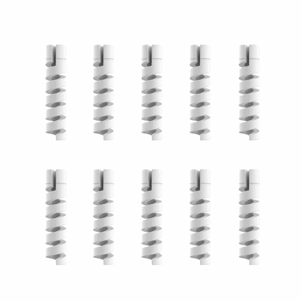 Силиконовые спиральные защитные накладки для кабелей 10 шт. Серый, White 10PCS