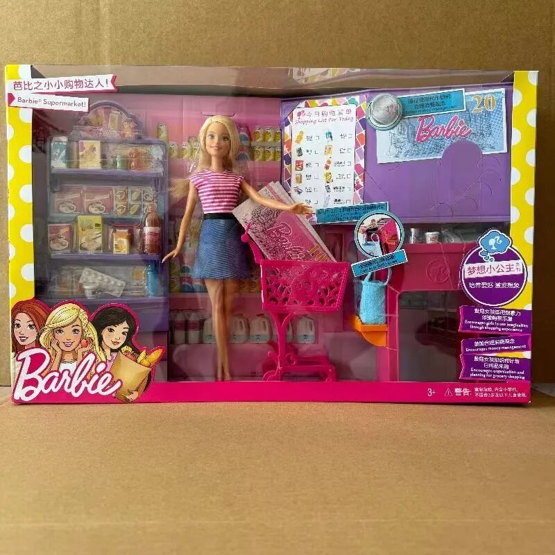 Супермаркет милых кукол Barbie, розовый магазин с куклой и аксессуарами для девочек