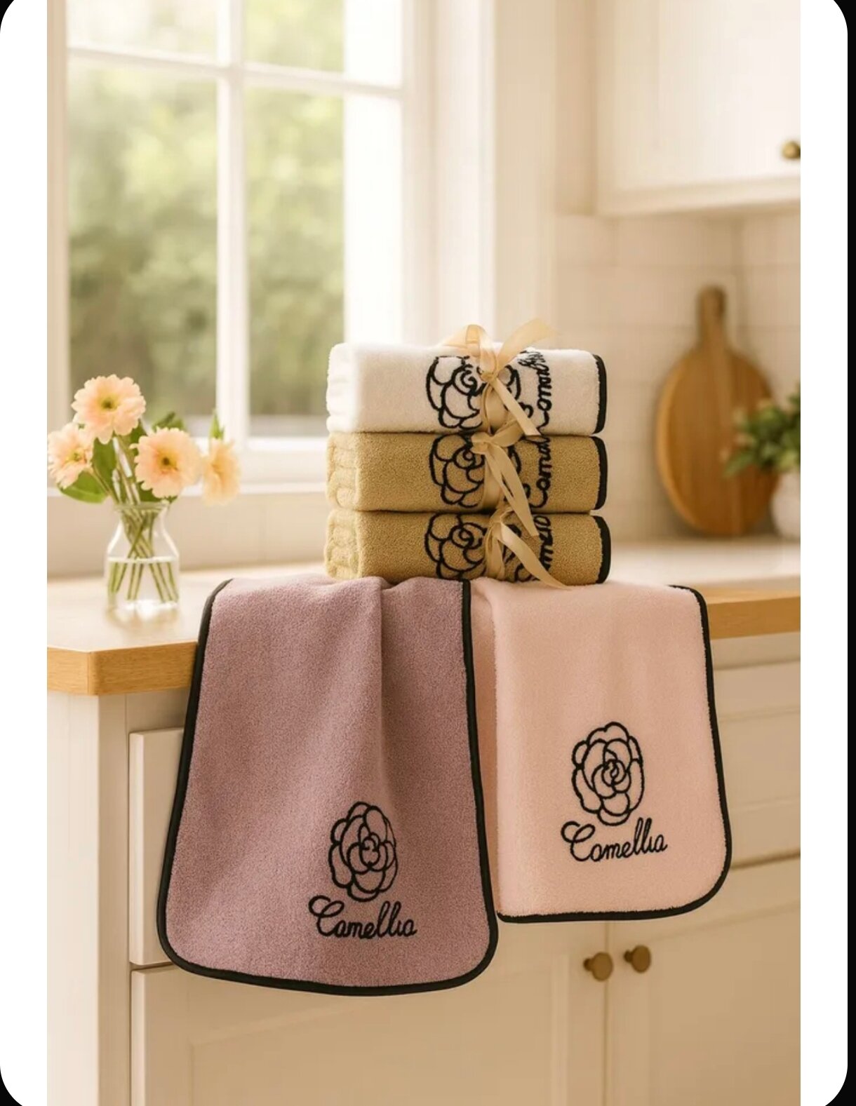 Кухонные полотенца 35x75, подарочный набор 5 штук с петелькой, микрофибра