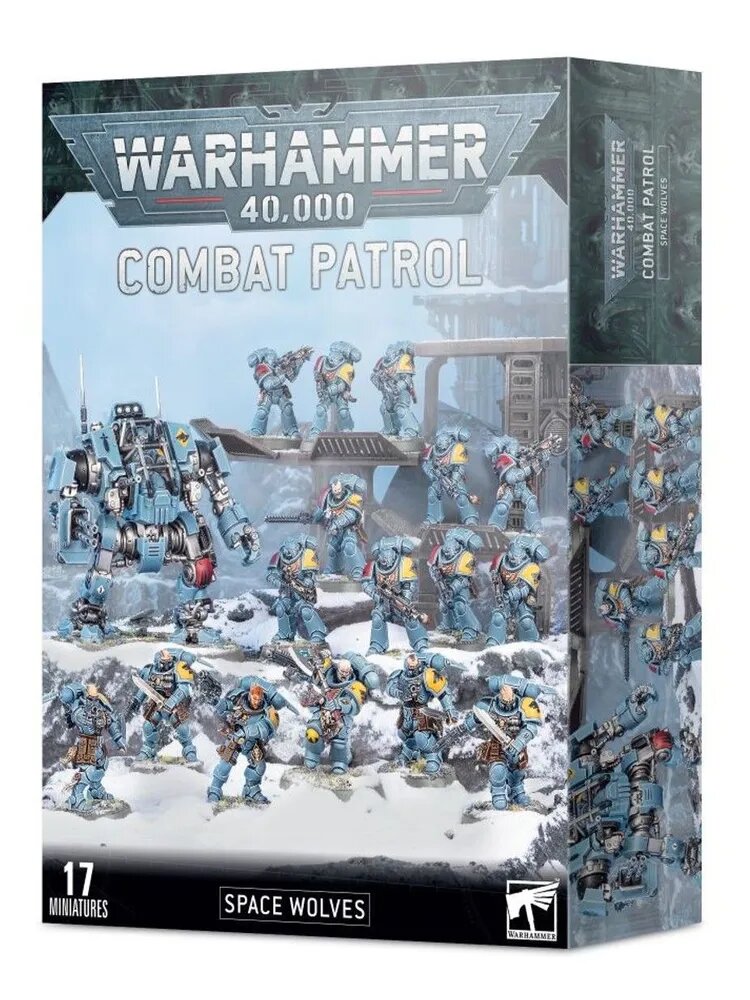 Миниатюры Warhammer 40000: Combat Patrol - Space Wolves 2024. Набор Space Wolves, 17 миниатюр.