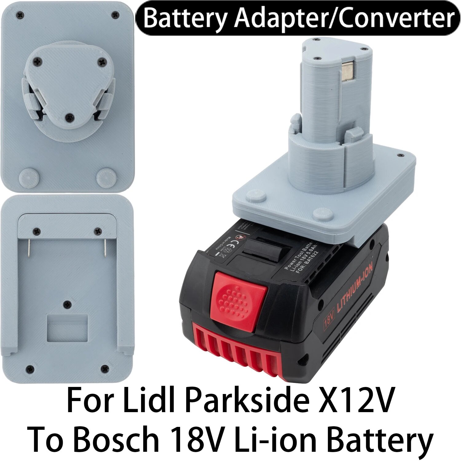 Адаптер для аккумуляторов Bosch 18V к инструментам Lidl Parkside X12V