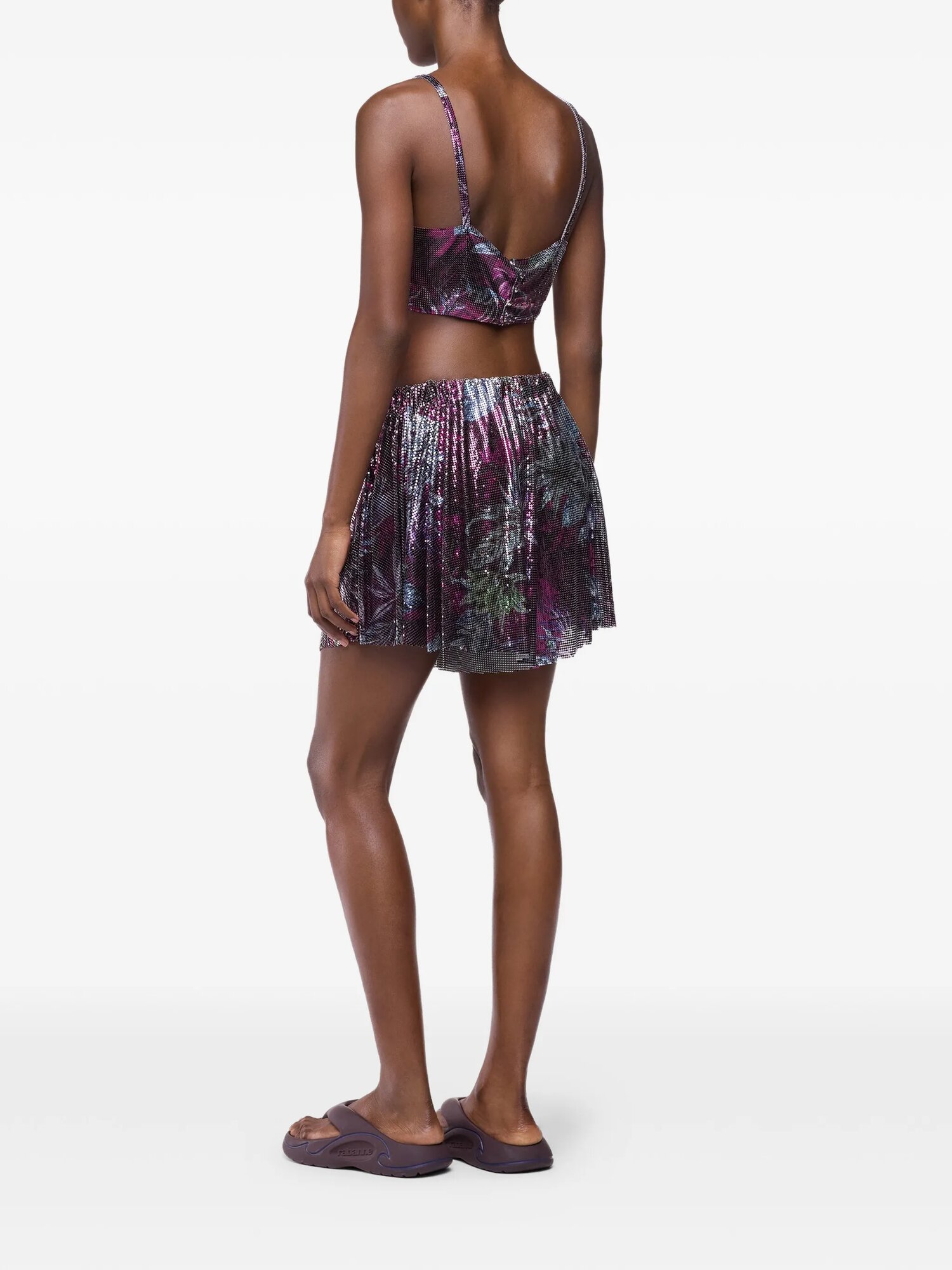 Шорты rabanne Palm-tree-print shorts, размер 36, purple — фото 1