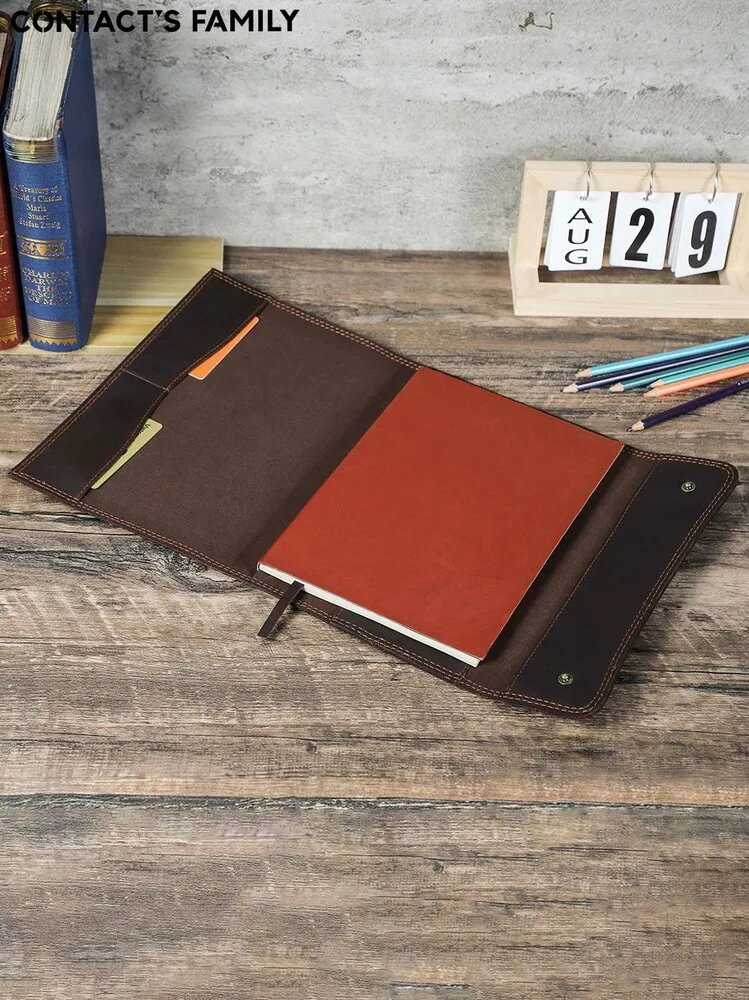 Чехол для блокнота B5 из натуральной кожи коричневый для ежедневника с карманами