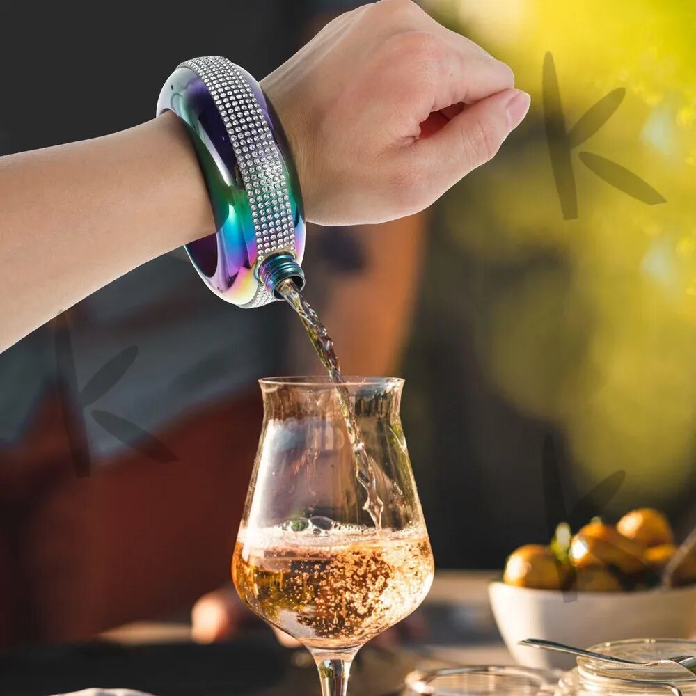 Фляга-браслет 100 мл, разноцветный, браслет-фляга для напитков, нержавеющая сталь