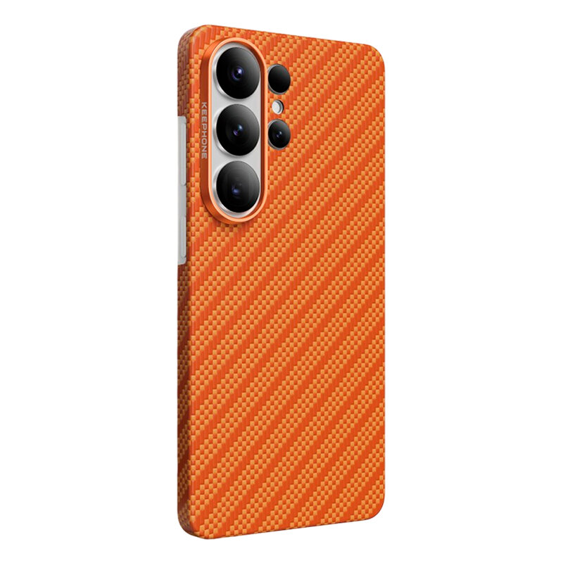 Чехол Samsung S26 Ultra KEEPHONE KEVILAR ROBIN MagSafe Карбон арамидное волокно 1500D, 38 шт. магнитов N52-10Н - Orange