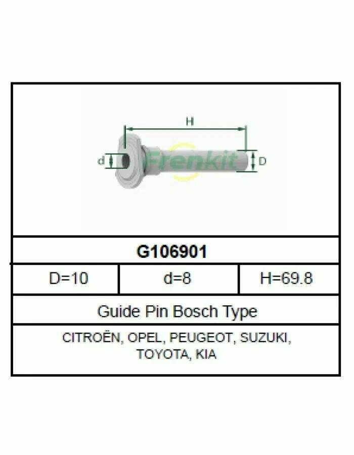 Направляющая Суппорта FRENKIT G106901 Citroen, Opel, Peugeot, Kia
