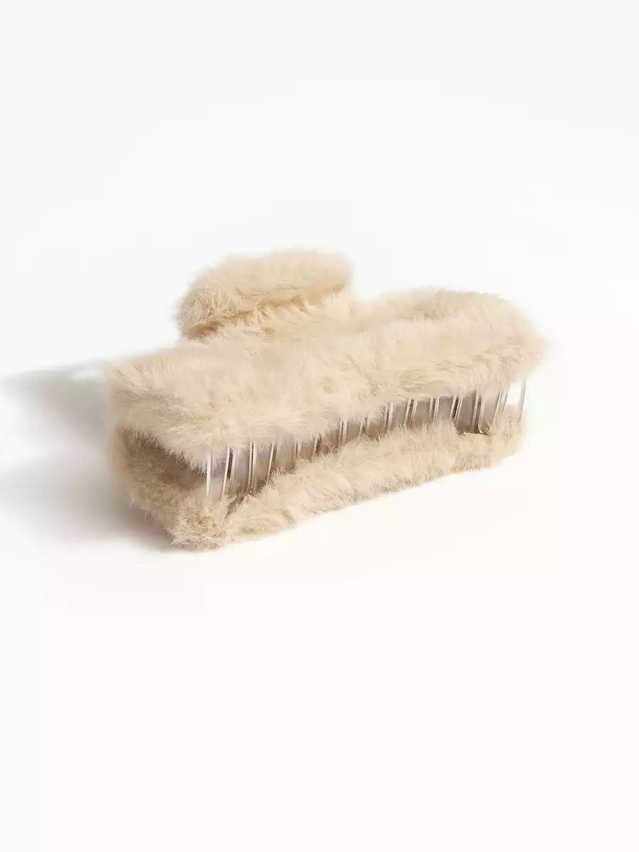 Краб для волос KEANU пушистый, 10,5 см, 1 шт цвет розовый