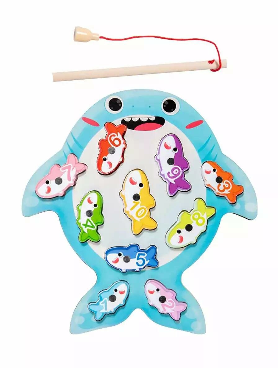 Рыбалка-обучалка КНР Акула, деревянная, магнитная, развивающая