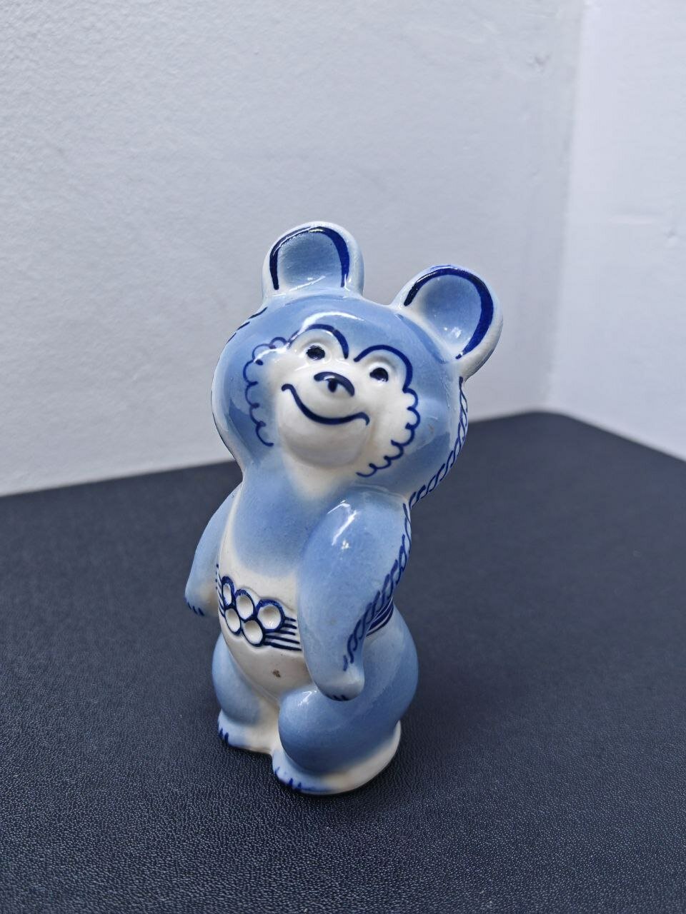 Олимпийский мишка №1. Гжель редкий! Олимпиада 80. Москва 80. 11 см (Экспорт)