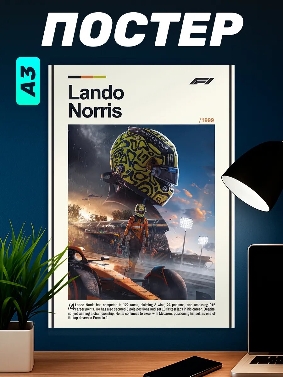 Постер на стену Формула 1 Ландо Норрис