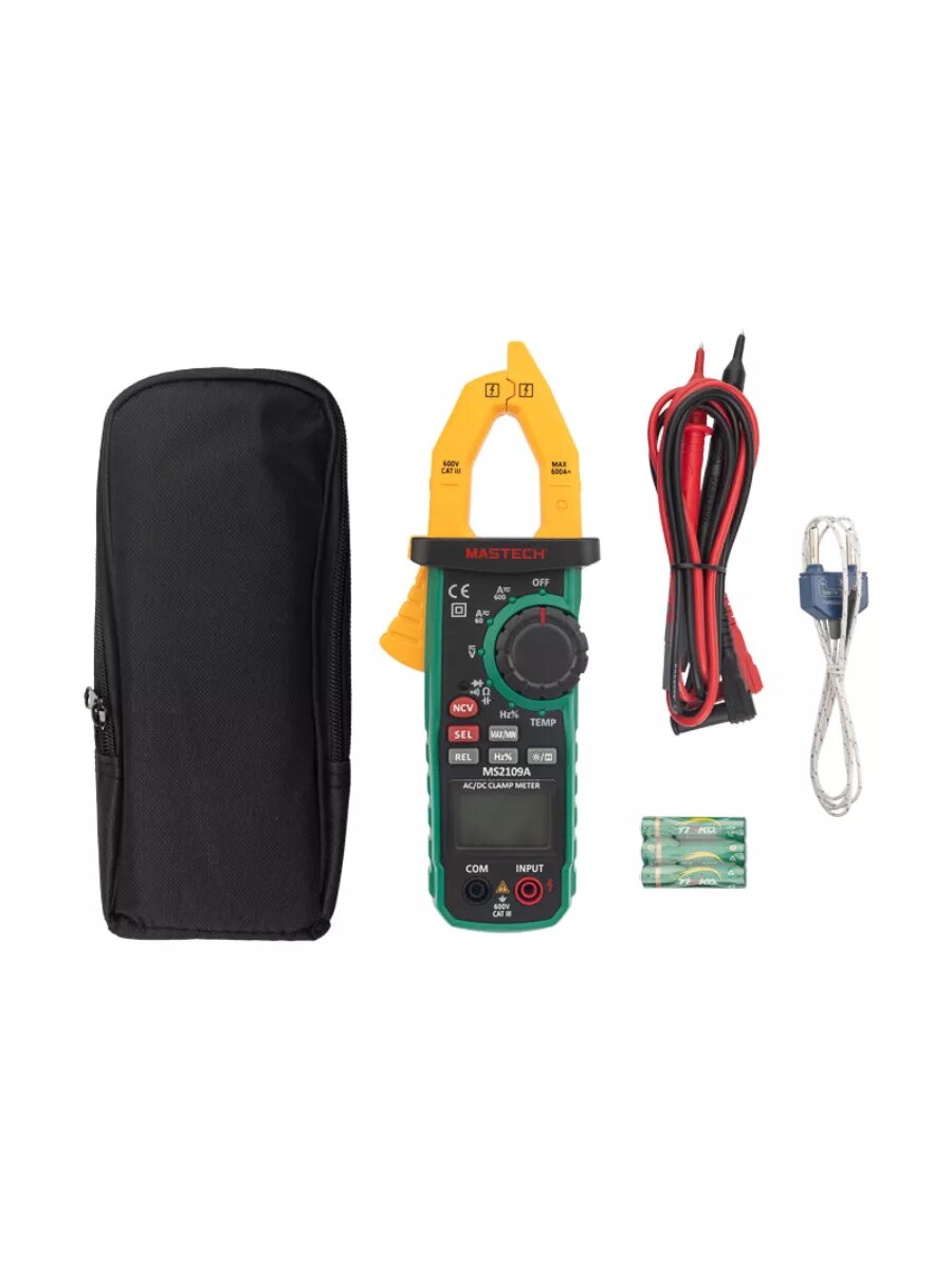 Токовые клещи Mastech MS2109A, 6 В/60 В/600 В ±(0,7%+2), 0–10 МГц ±(1,5%+5), охват 30 мм — фото 1
