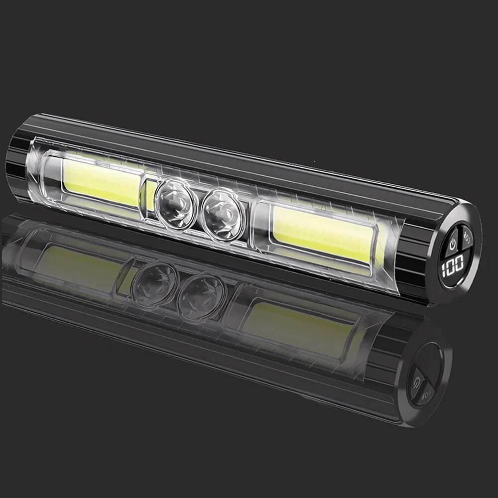Фонарь-прожектор портативный аккумуляторный светодиодный COB, USB-зарядка, черный, 18.5x3.7x3.4 см — фото 1