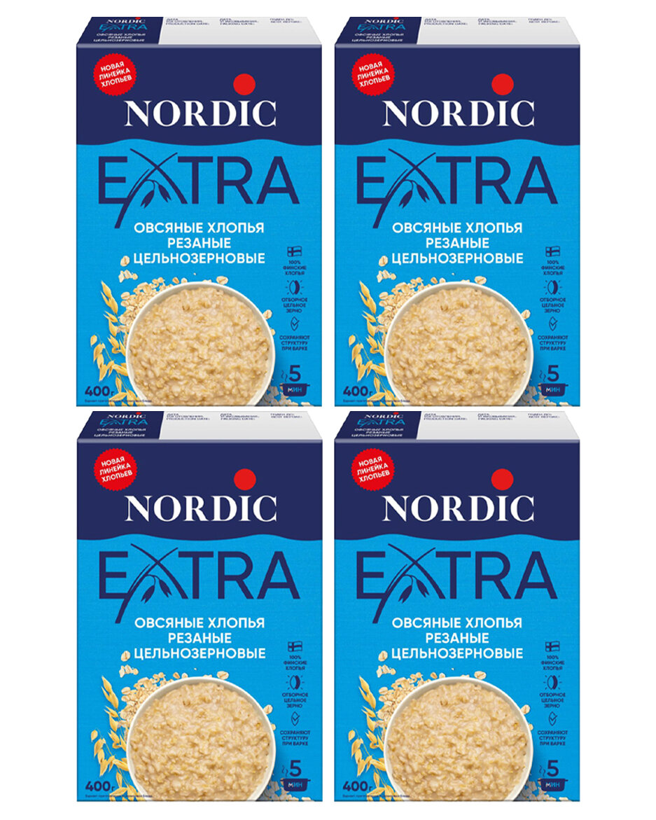 Nordic овсяные хлопья 5 минут варки, 400г х 4шт