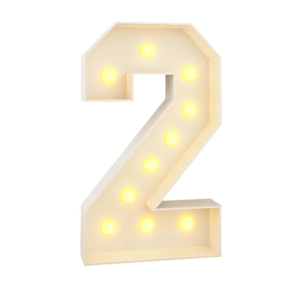 Светящаяся цифра 2, белый, 70 см