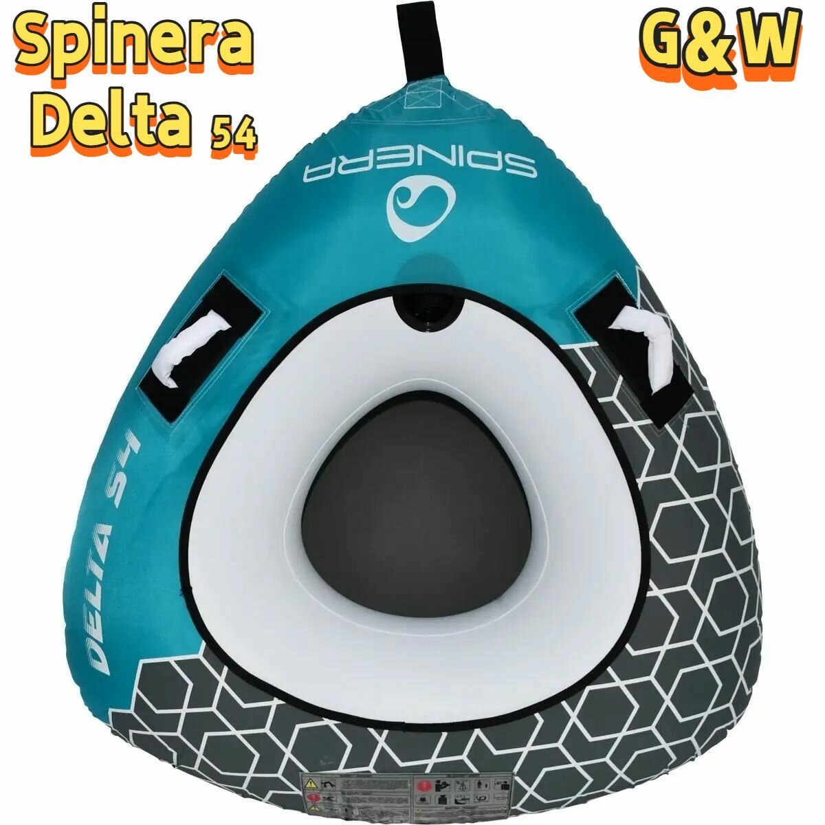 Spinera Delta 54 буксируемый треугольный тюбинг 137 см, усиленный PVC 0.6 мм + нейлон 420D, 2 неопреновые ручки, Boston-клапан, прочный и лёгкий
