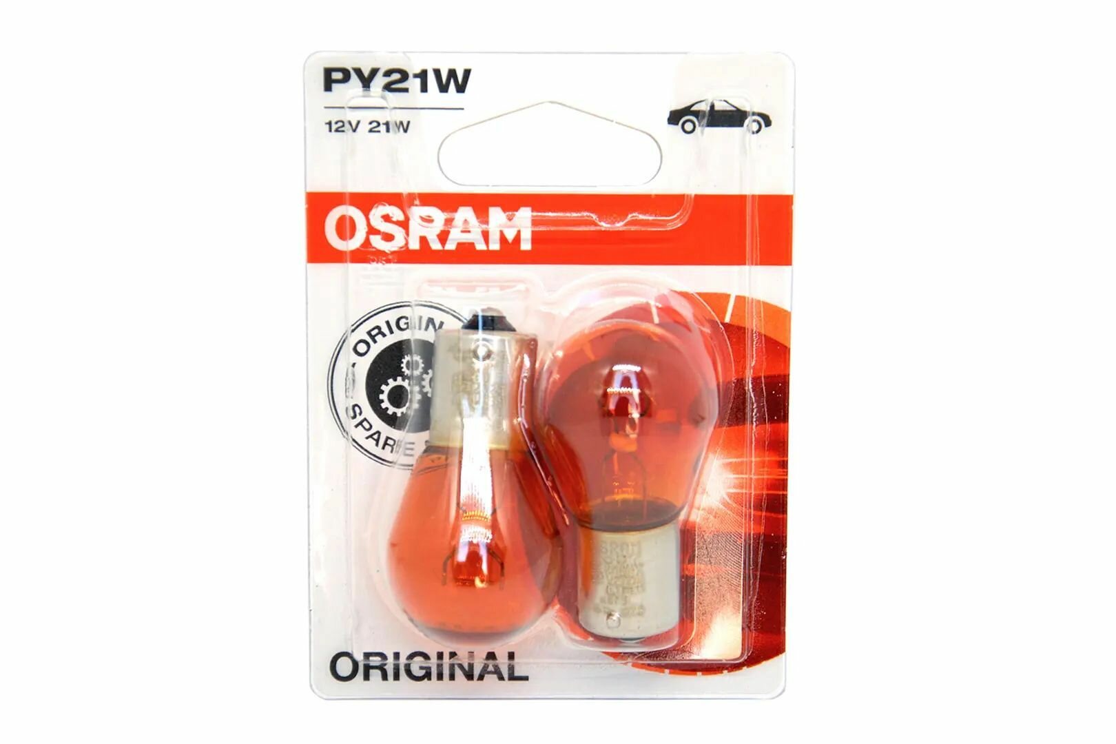 Лампа накаливания OSRAM "Original Line PY21W YELLOW " 21W 12V BAU15S, 7507-02B (2шт. в блистер-упаковке)