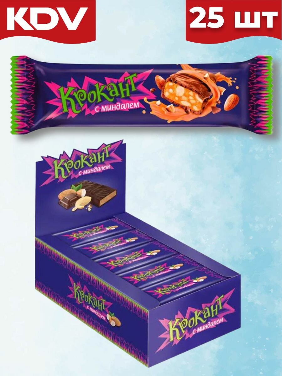 Батончик Крокант, грильяж с миндалем и соленой карамелью, 28 г (упаковка 25 шт)