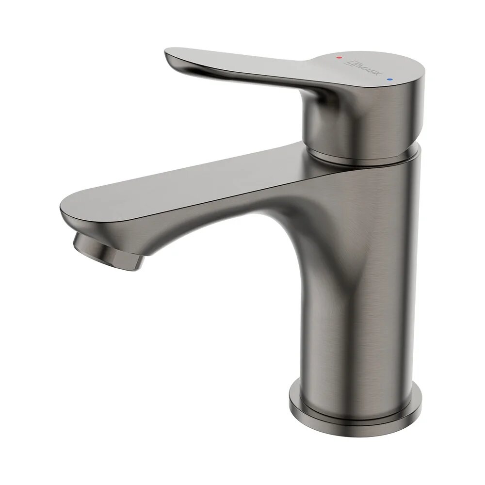 Смеситель для раковины Lemark Сибирь LMF-7012B-GM серый, черный, матовый, кран для ванной в раковину, из латуни, рычажный, с керамическим картриджем