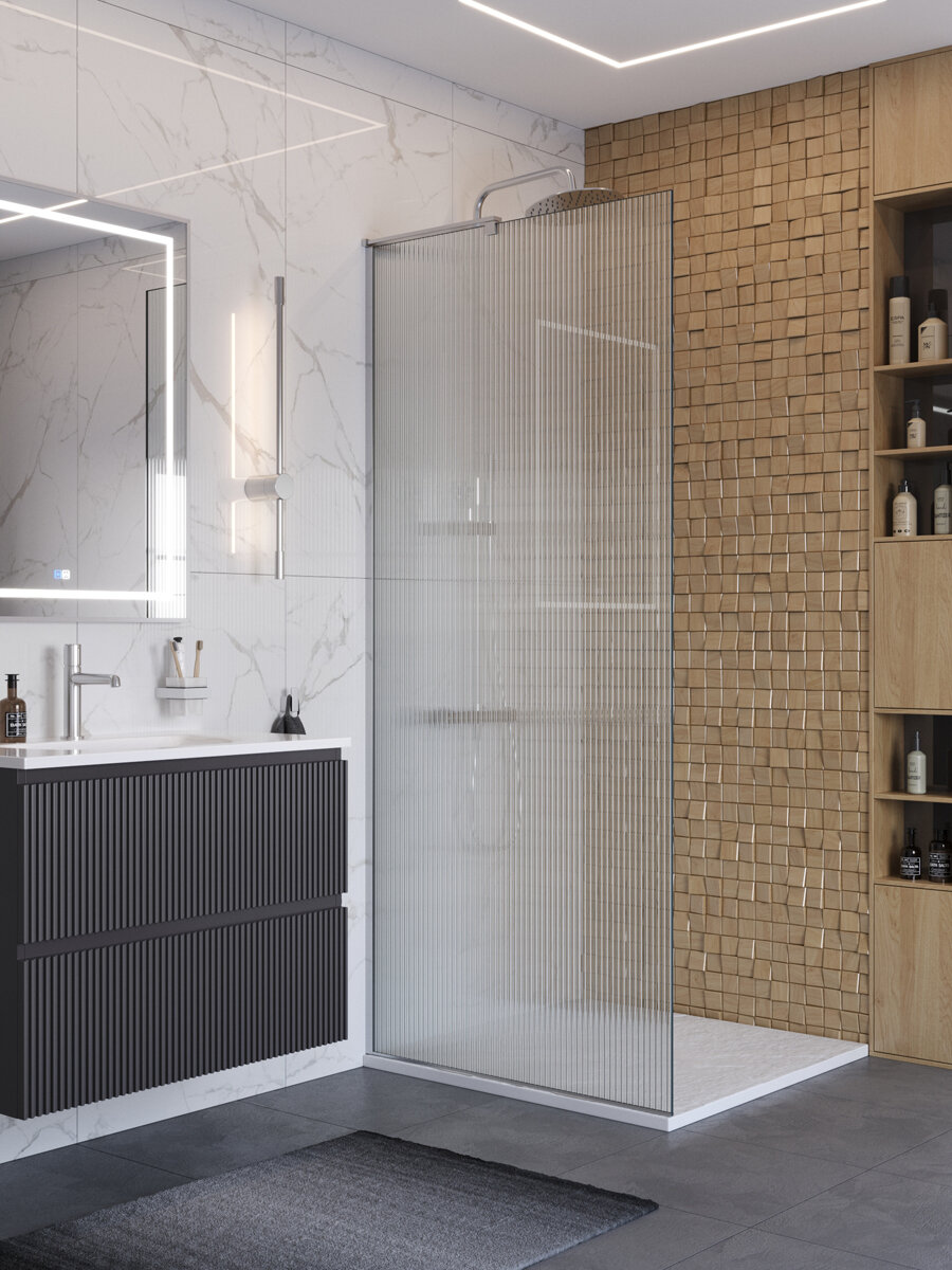 Душевая перегородка BelBagno UNO-L-1-TB-90-FL-Cr, цвет профиля Хром