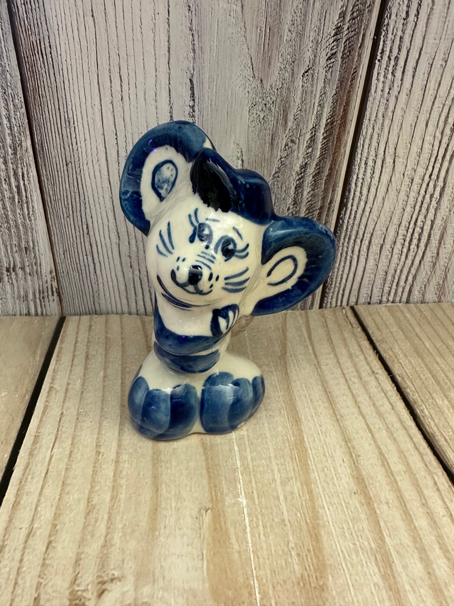 Статуэтка Весёлый Мышонок Гжель Фарфор винтажная Авторская