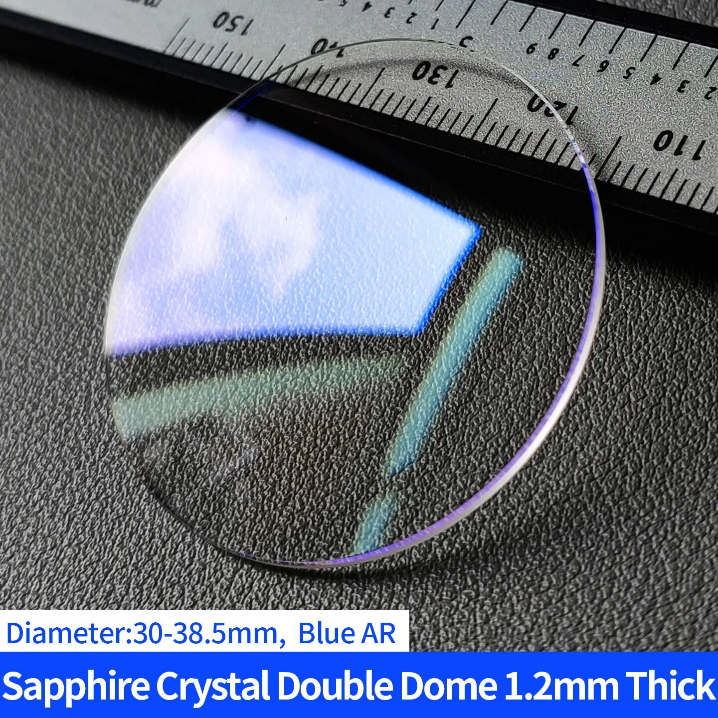 Синее сапфировое стекло для часов 34.5x1.2mm