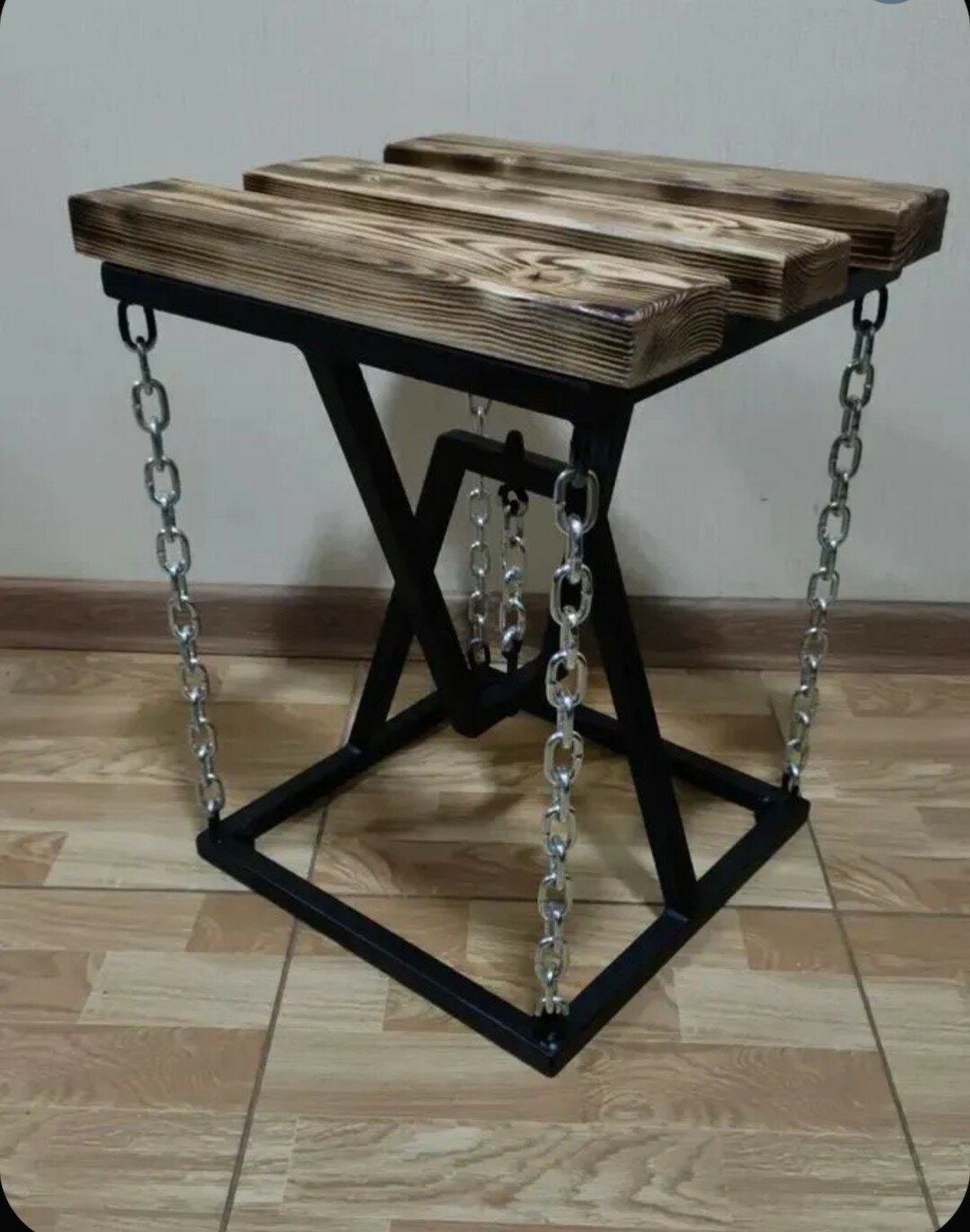 Стул "Лофт", черный, металлический каркас, деревянный каркас