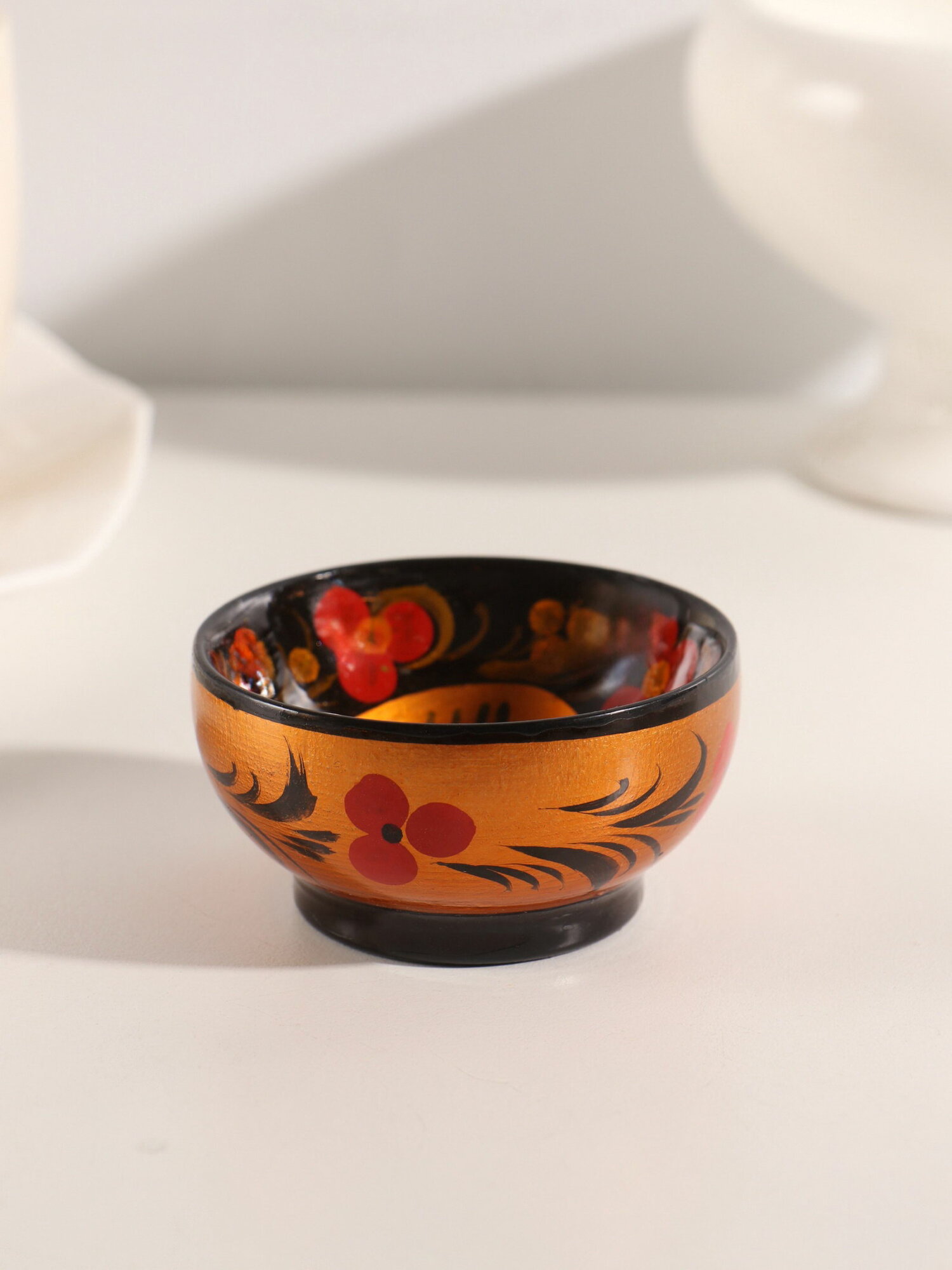 Солонка "Каравай", 7.5x3 см, хохлома, дерево, цвет: разноцветный