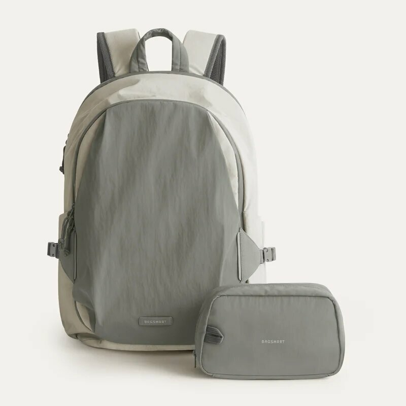 Рюкзак BAGSMART для путешествий с маленькой сумкой, водонепроницаемый, большой, для колледжа, серый