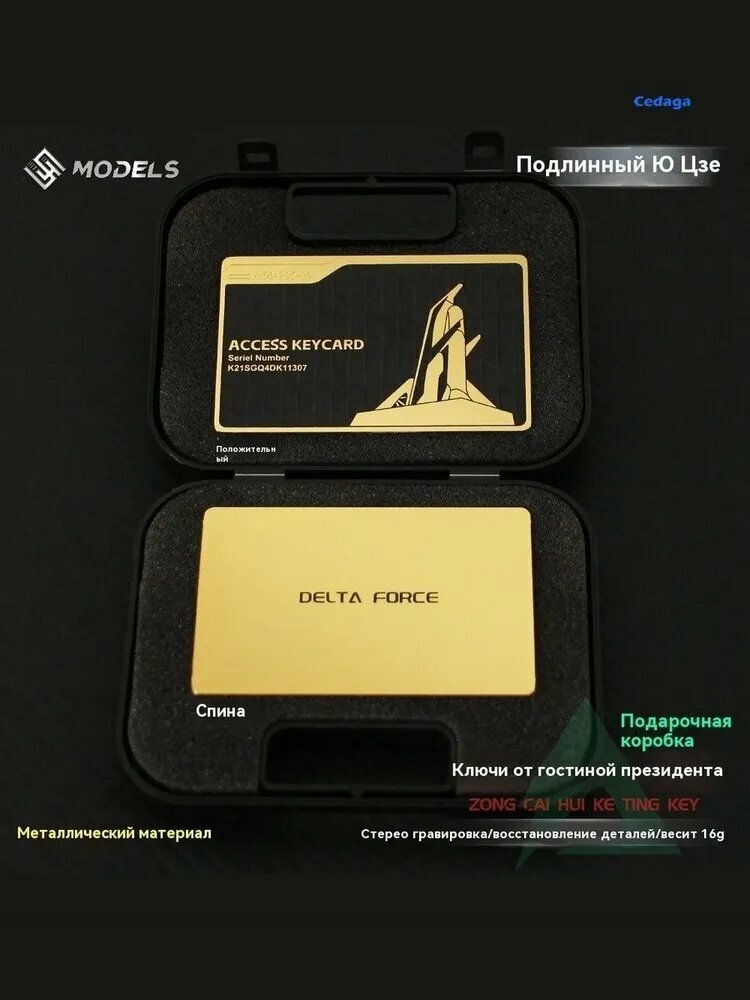Металлическая карта доступа Delta Force ACCESS KEYCARD с гравировкой, подарочная коробка