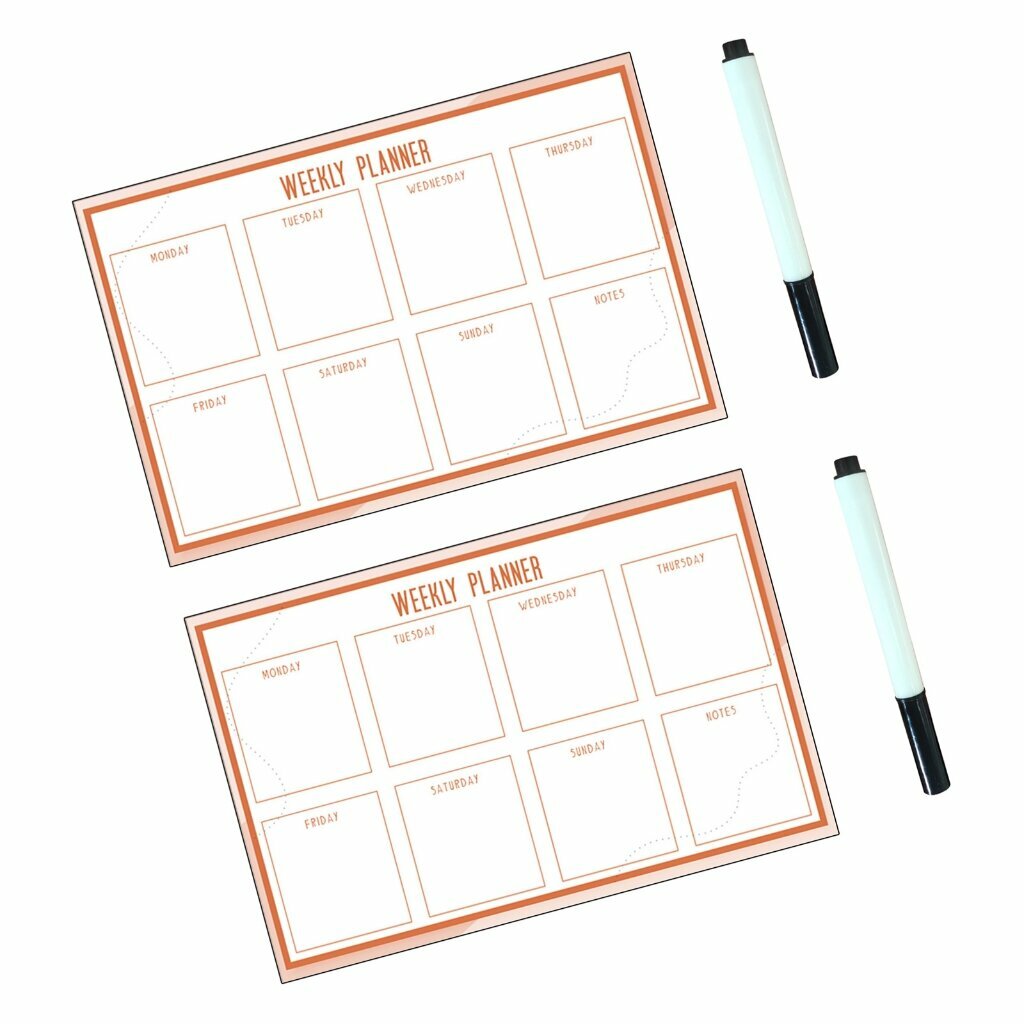 2шт Стираемый Лист Доски из ПВХ 11.81x15.7 дюймов Многоразовый Еженедельник Холодильник Стираемая Доска Для Ежедневного Планирования