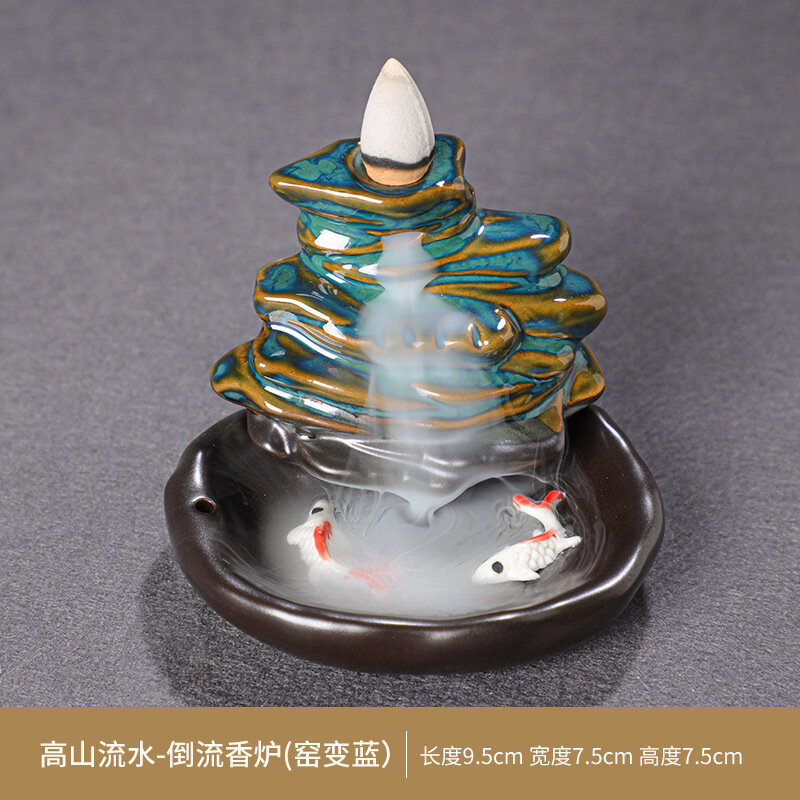 Кадильница с обратным потоком, креативный домашний декор, керамическое изделие, дзен-орнамент, рыбки, сандаловое дерево, орнаментальный кросс-бордер