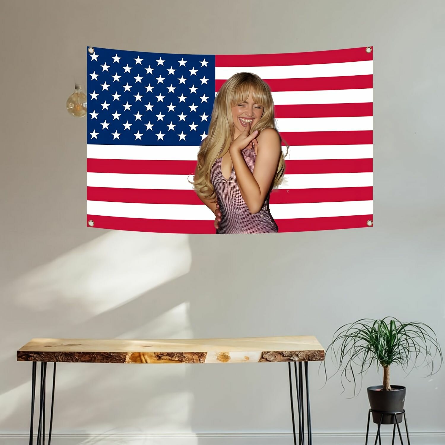 100-70 Флаг Сабрины с американским флагом, яркий тематический фон, стильный баннер для вечеринок, общежитий и гостиных.