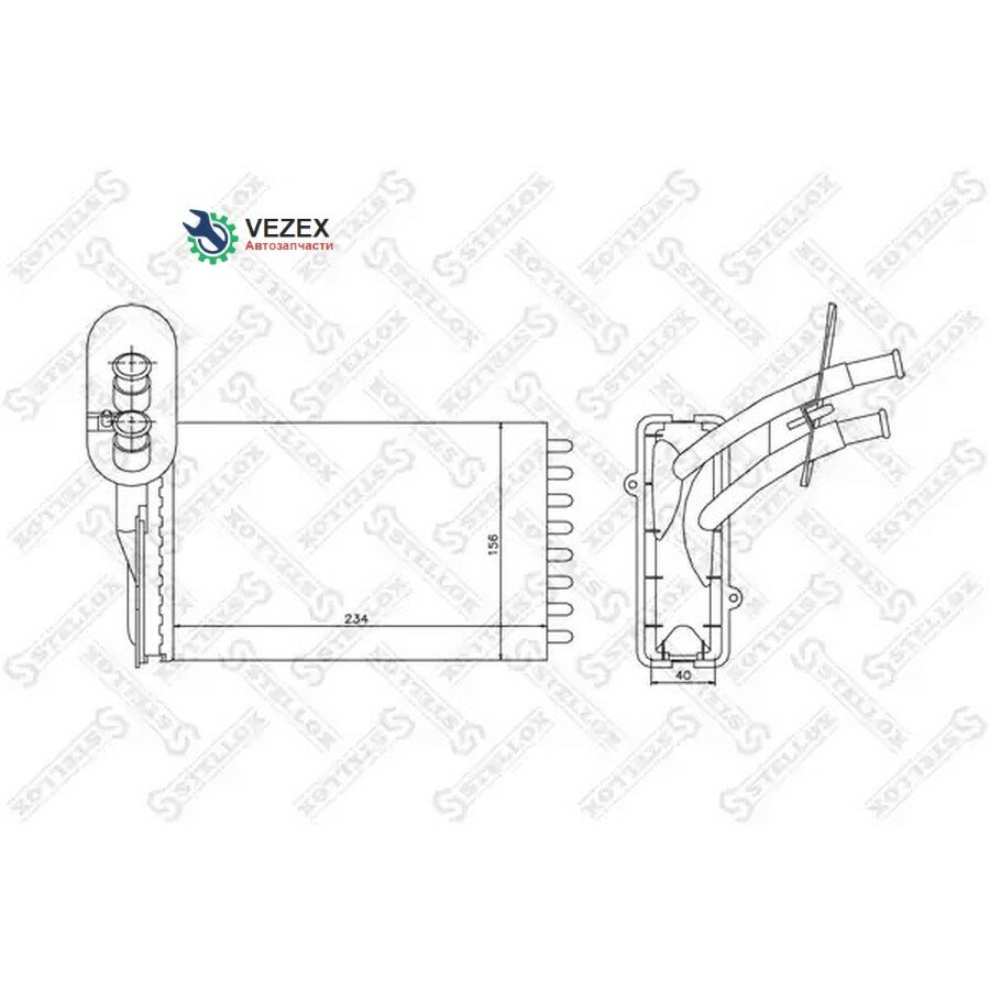 STELLOX 1035116SX радиатор печки!\ VW Golf/Passat/Polo/Scirocco, Seat Ibiza 83>
